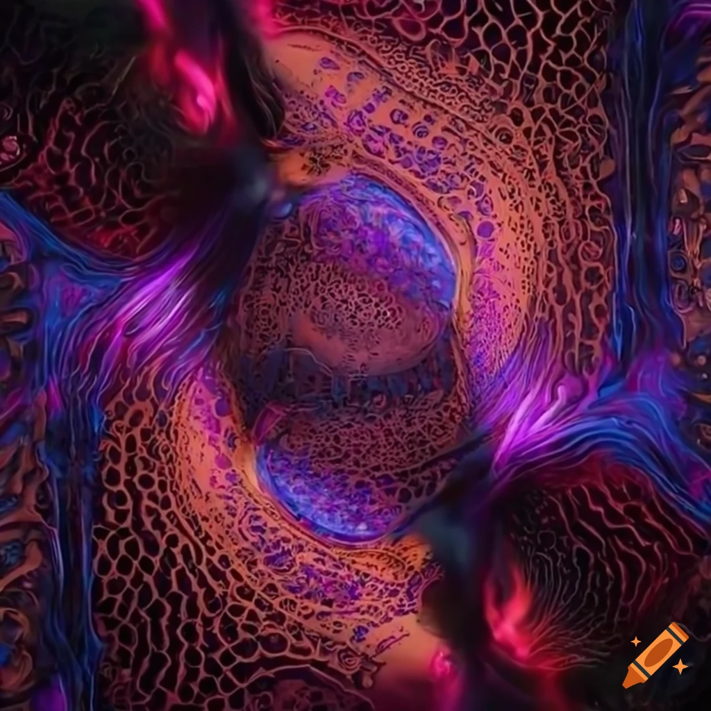 Striking art piece with surreal distorted mirrors in fuschia hues on ...