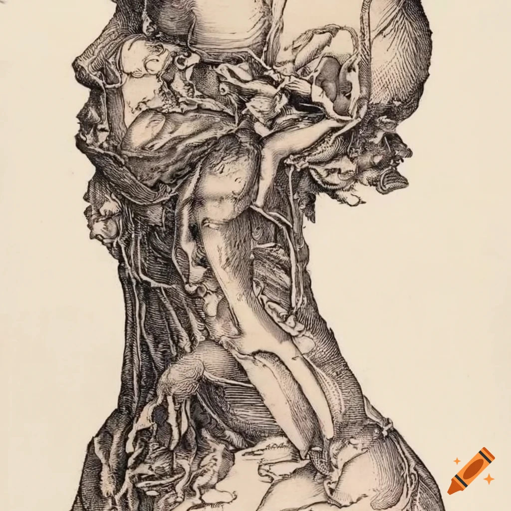 Letter engraving anatomy by albrecht durer on Craiyon