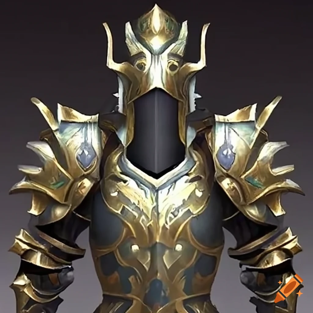 Exalted magic armor from the front view on Craiyon