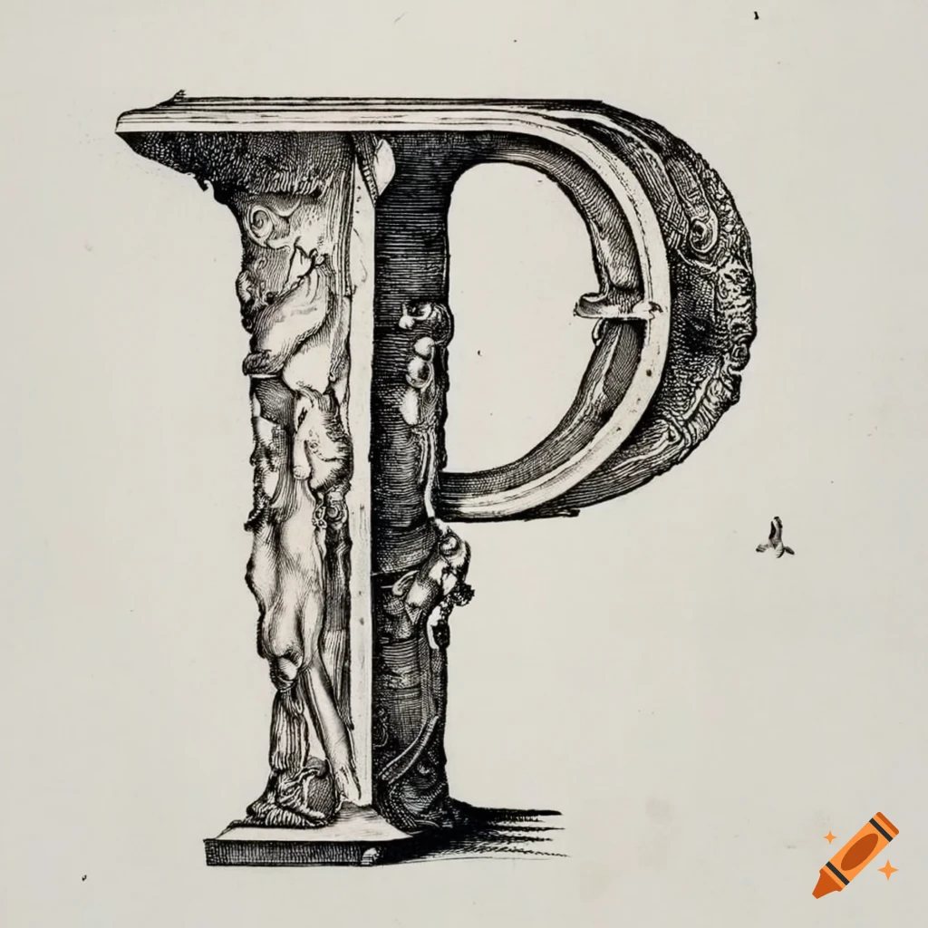 Letter r engraving anatomy by albrecht durer on Craiyon