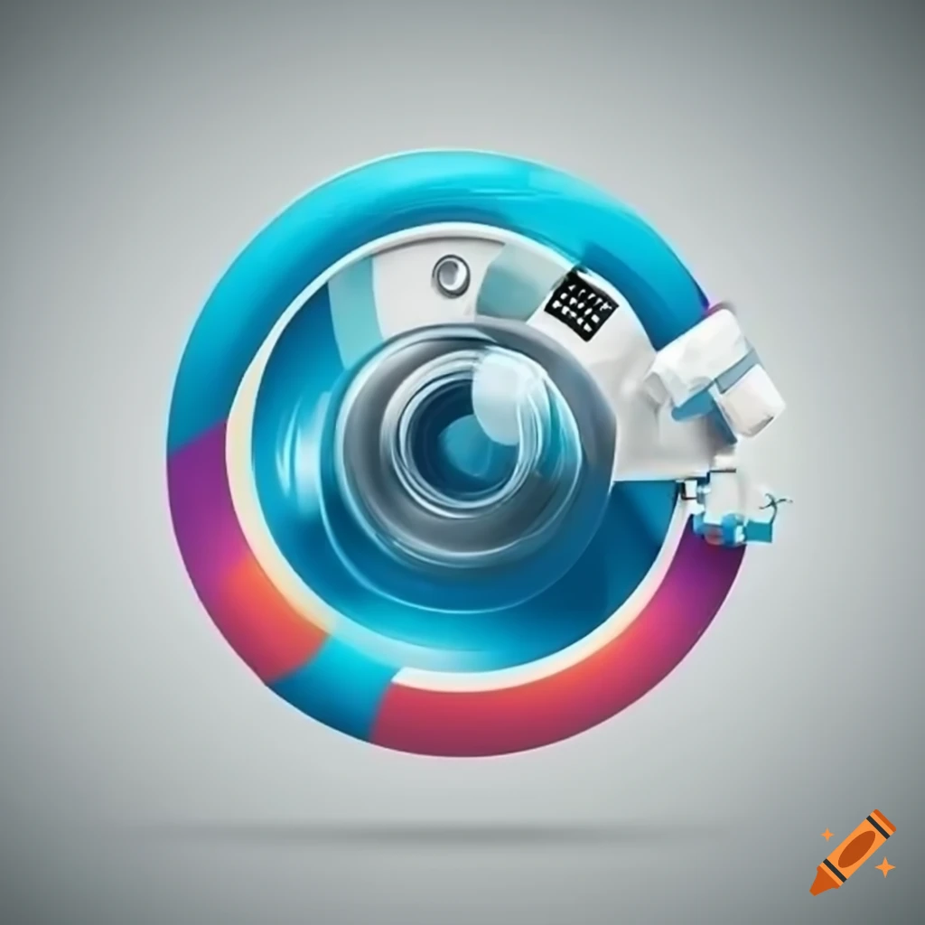 Washing machine repair service logo in blue and black colors on Craiyon