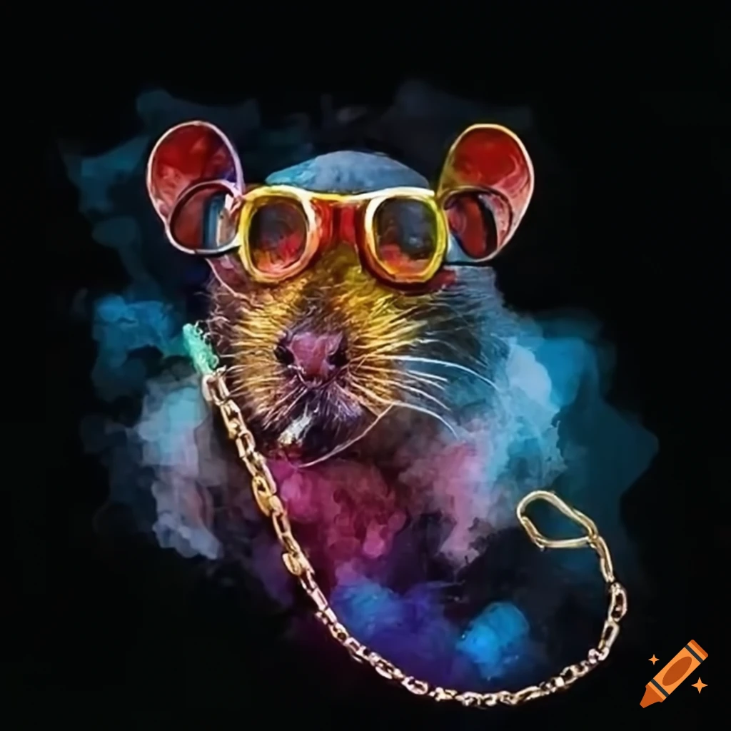 Rat in sunglasses smoking a cigar with gold chain on Craiyon
