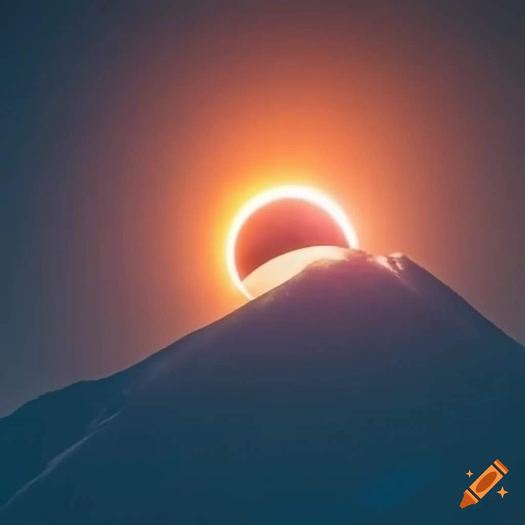 Solar eclipse behind mitre peak in new zealand on Craiyon