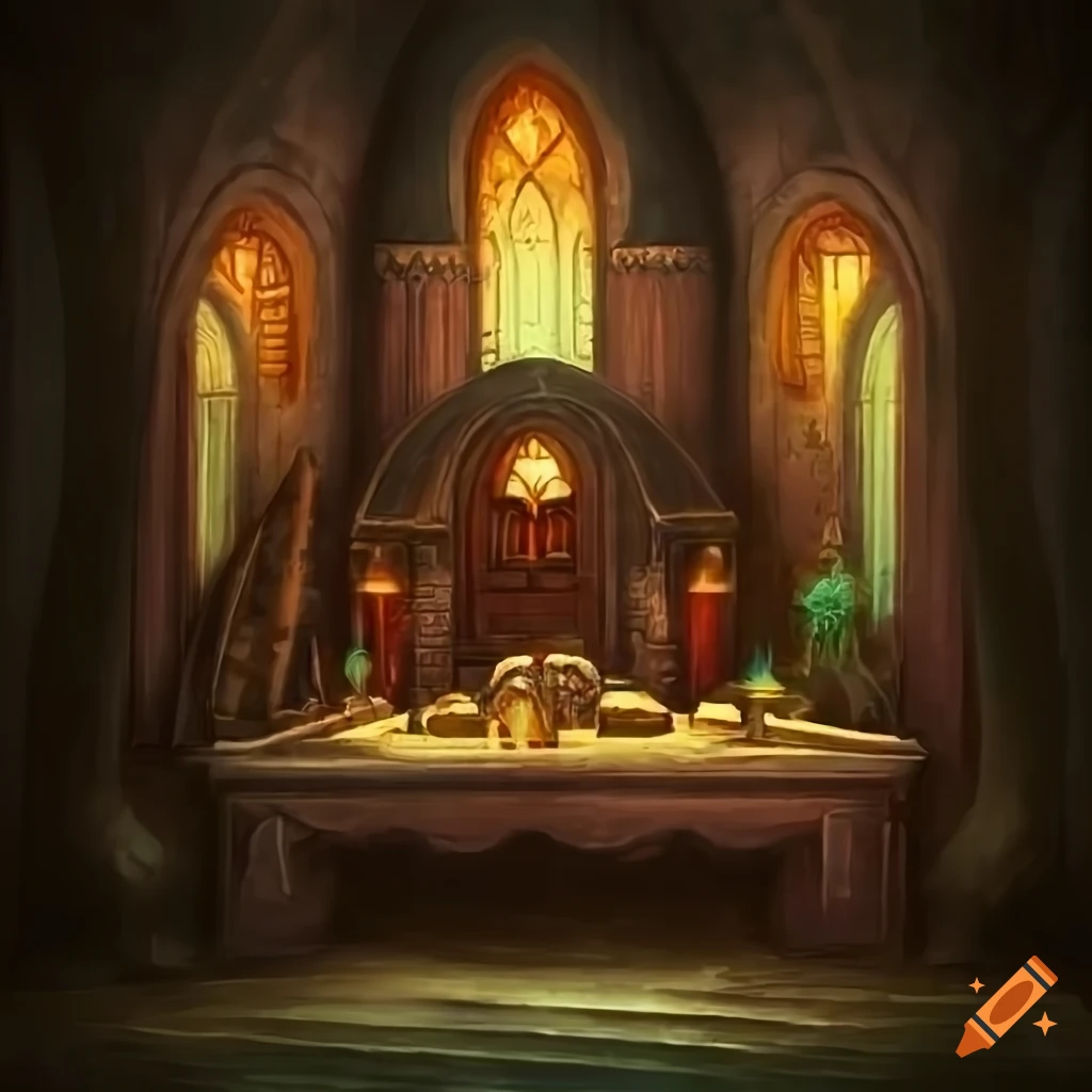 Underground bunker with a finely furnished church and altar in a ...