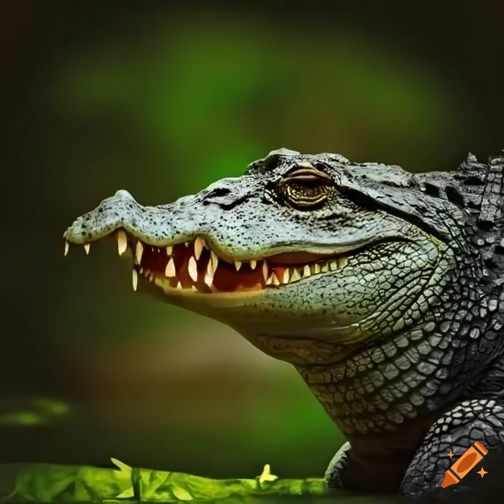 Scary crocodile in the forest on Craiyon