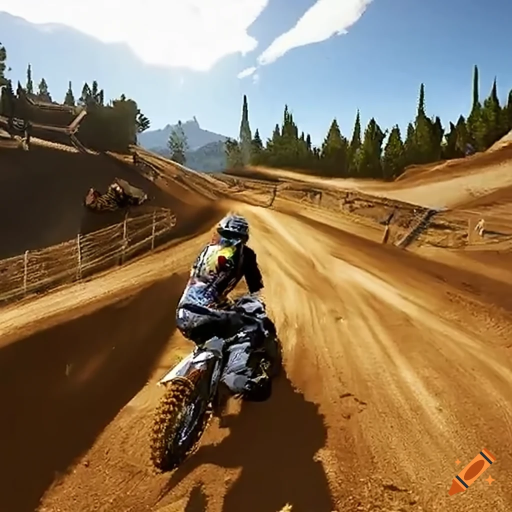 First person view of a motocross game with playstation 2 graphics on ...