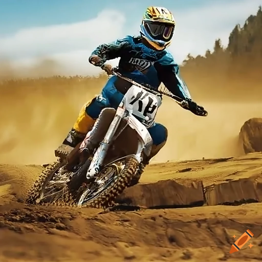 First person view motocross game scene with playstation 2 graphics on ...