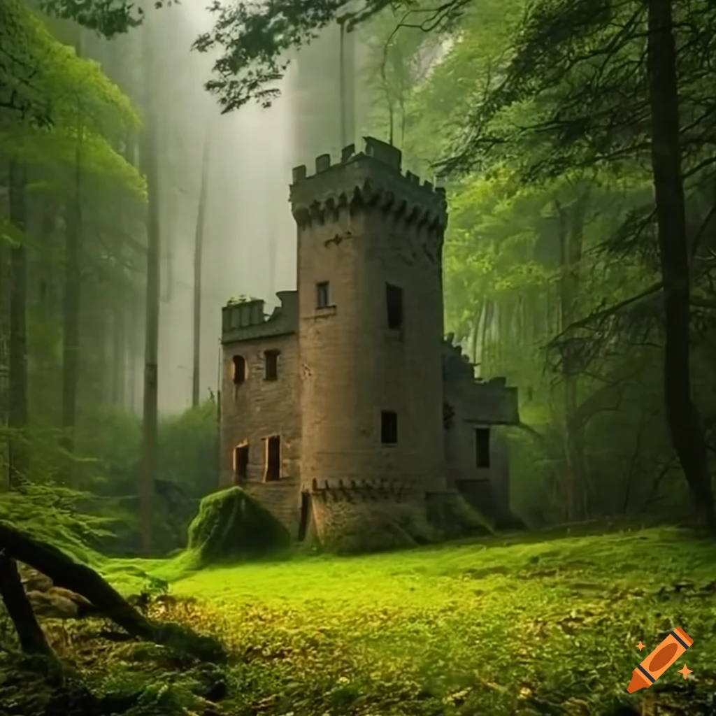 Old castle in the forest on Craiyon