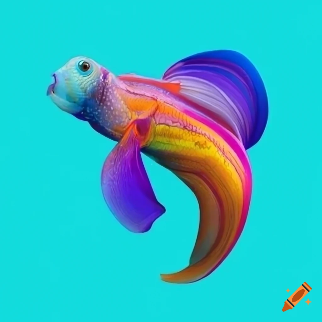 Vivid colorful wispy cartoon fish on Craiyon