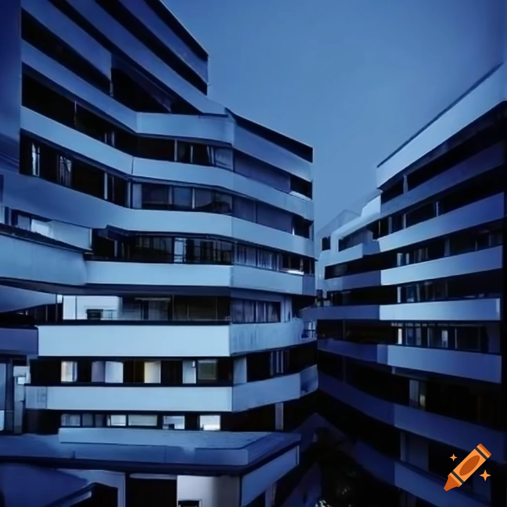 Sleek modern minimalist building complex on Craiyon