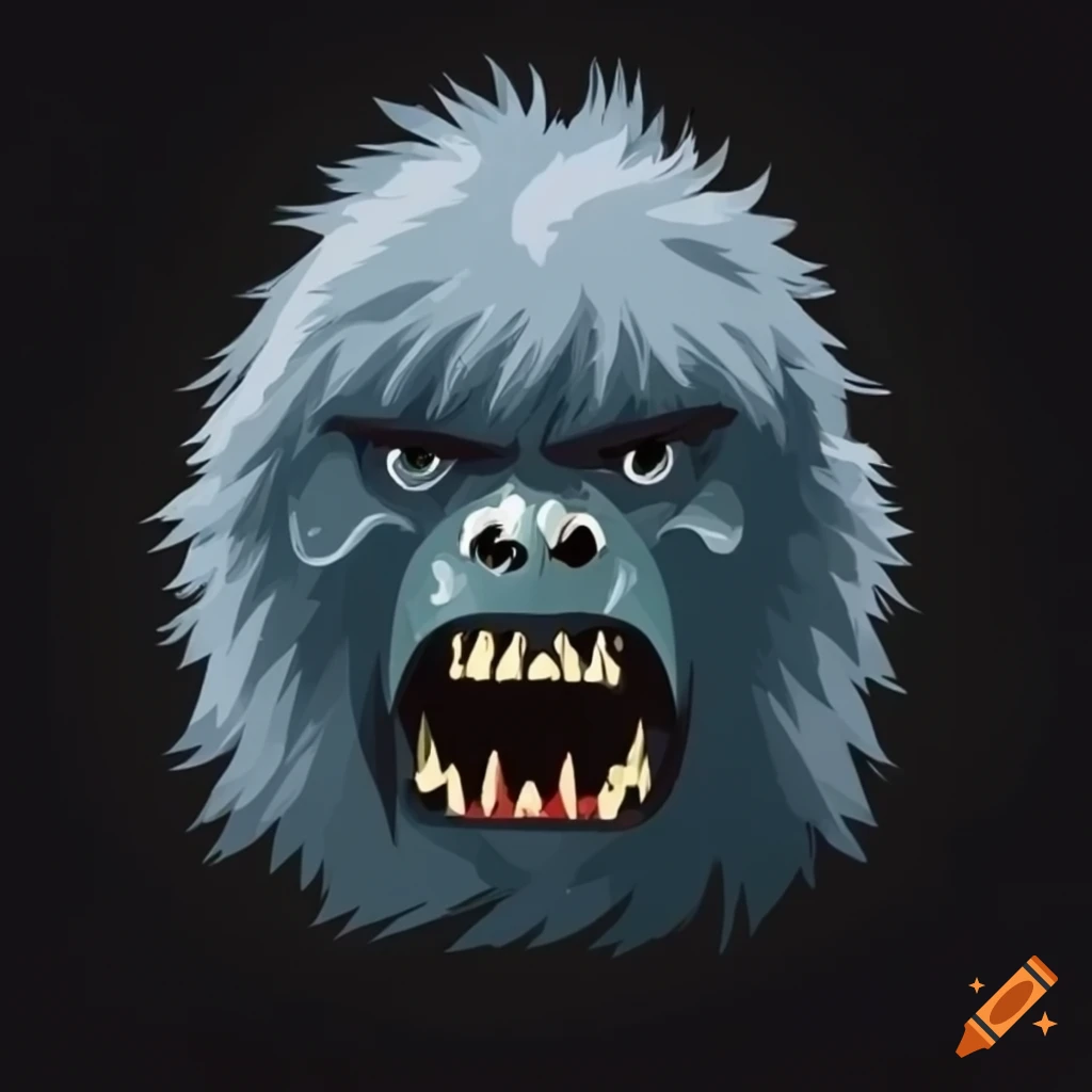 Fierce yeti head graphic design with sharp teeth on Craiyon