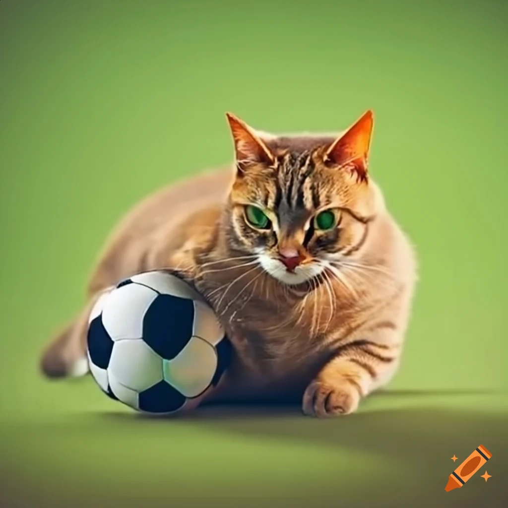 Cat playing football on Craiyon