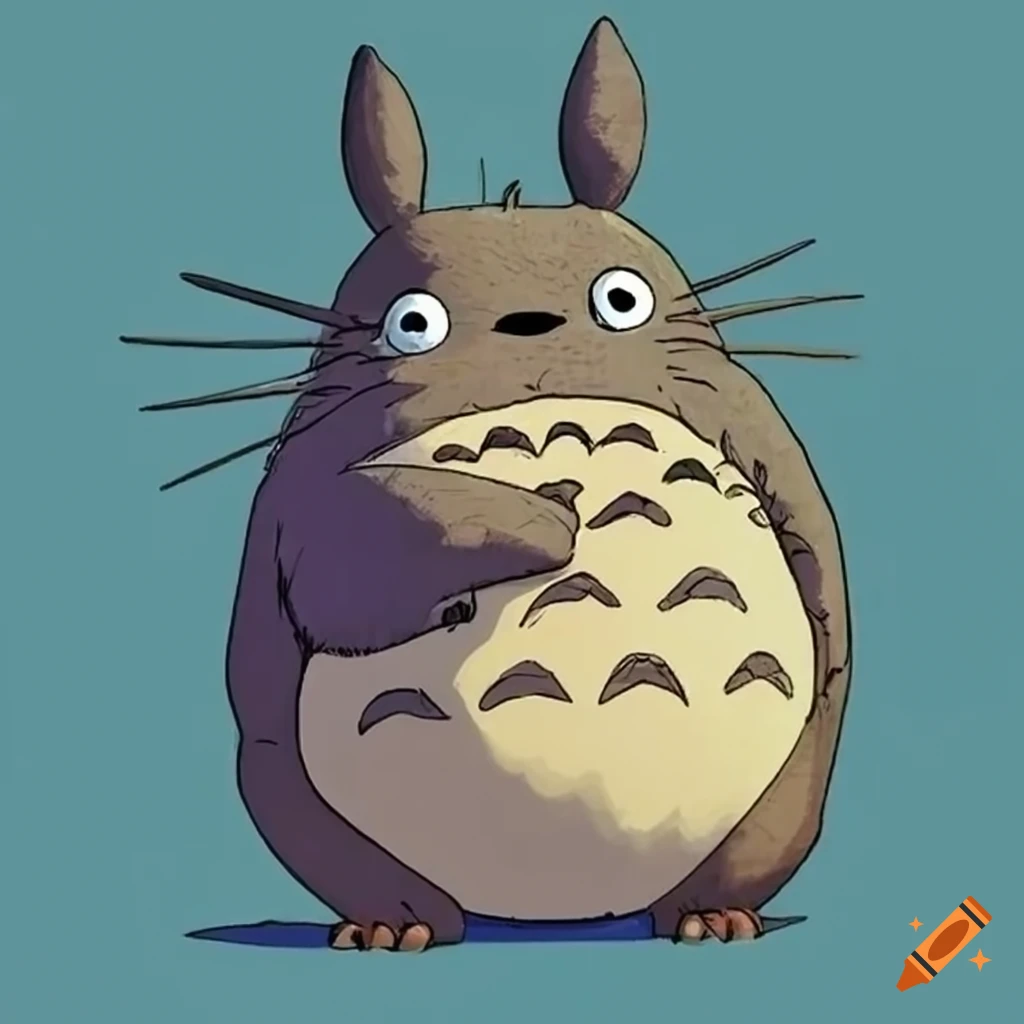 Totoro crying in a comic style illustration on Craiyon