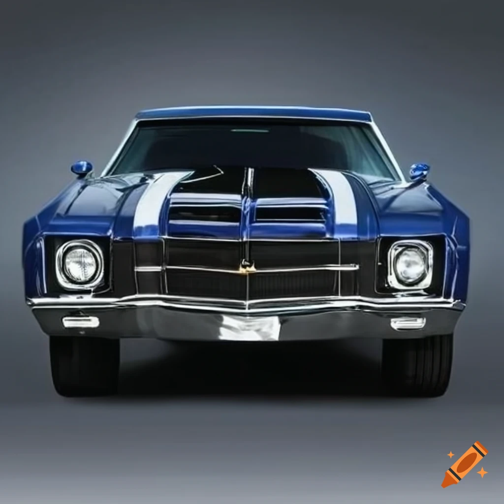 1971 dark blue chevelle with louvered hood and white racing stripes on ...