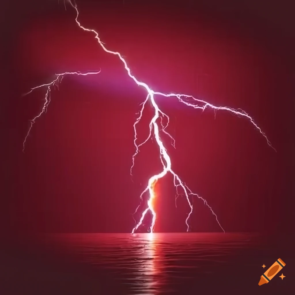 Magical lightning bolts on a red background on Craiyon