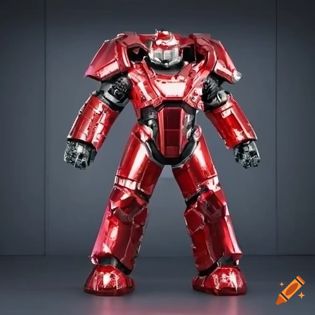 Red crystal power armor with jet pack turbines on Craiyon