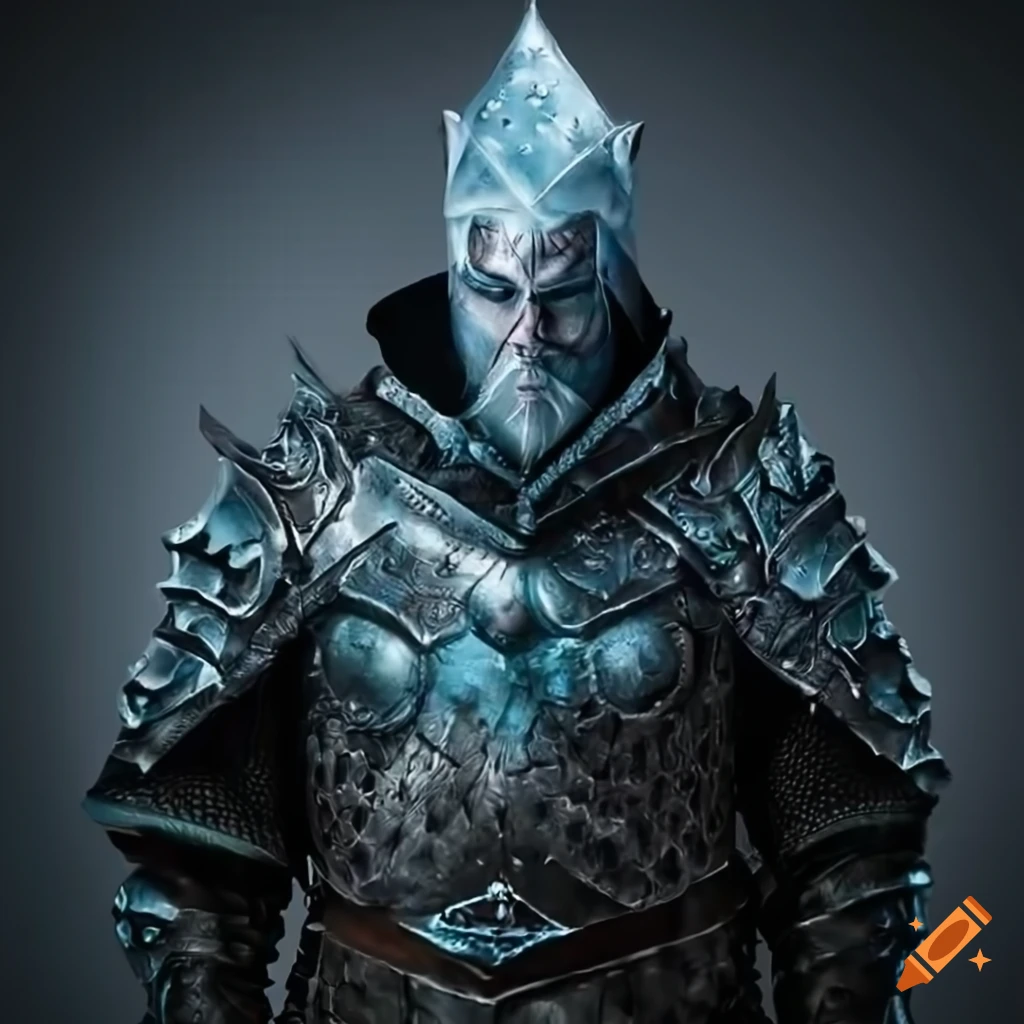Photorealistic ice warrior with crown and armor on Craiyon