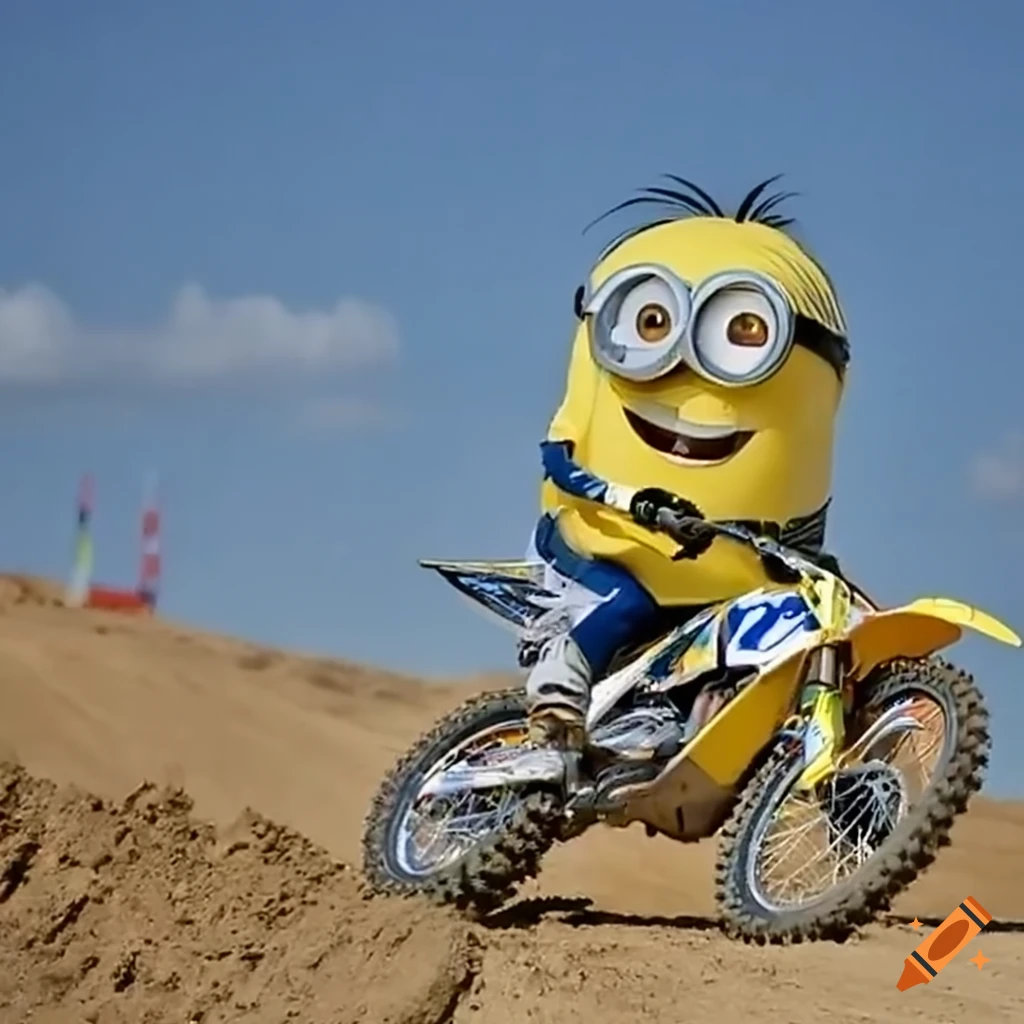 Minion participating in a motocross competition in pixar disney ...