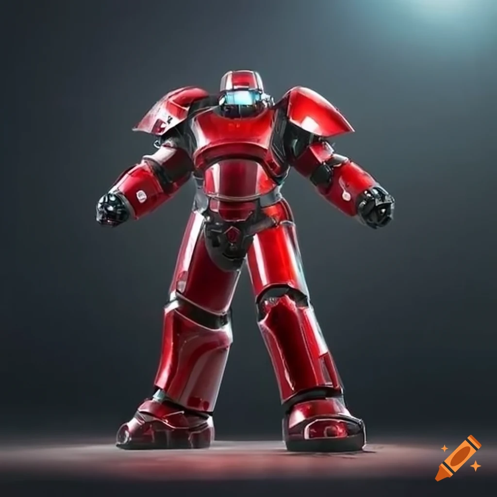 Red crystal power armor with jet pack turbines on Craiyon