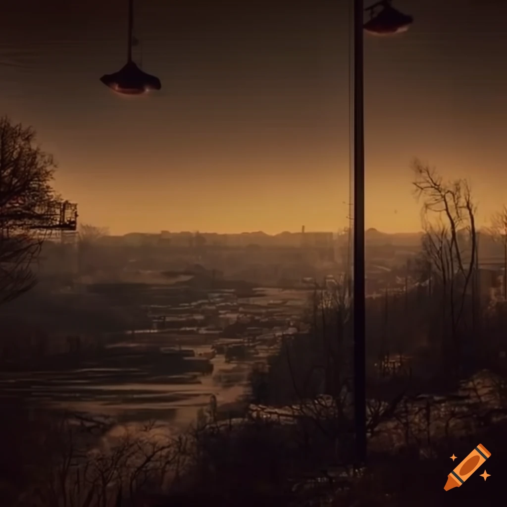 Breathtaking spring landscape with a vintage cyberpunk vibe on Craiyon