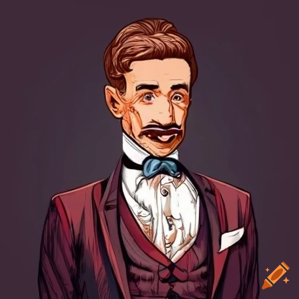 Comic book style character of a Victorian-era butler with a mustache on ...