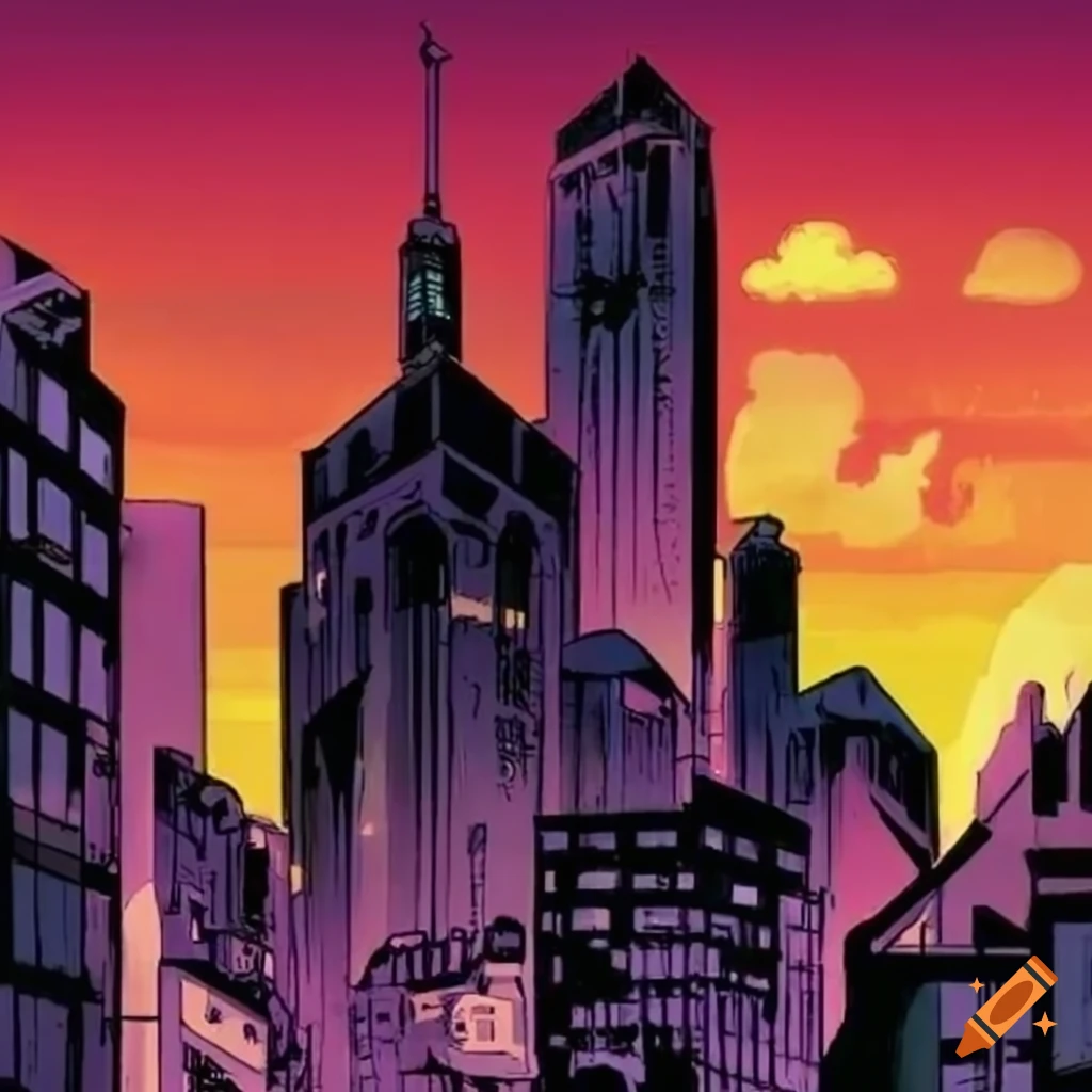 City comic illustration on Craiyon