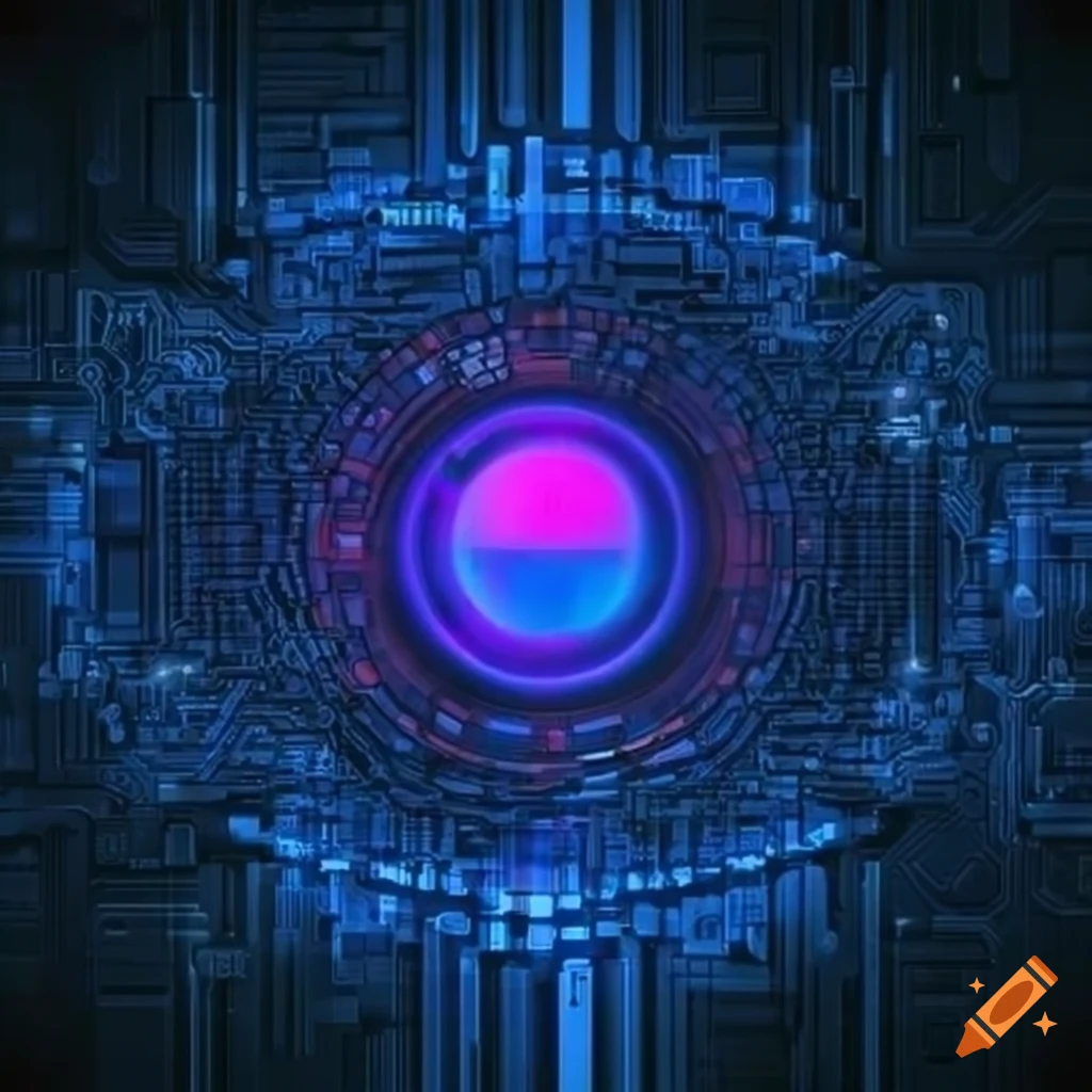 Futuristic electronic interface in blue and pink shades on Craiyon