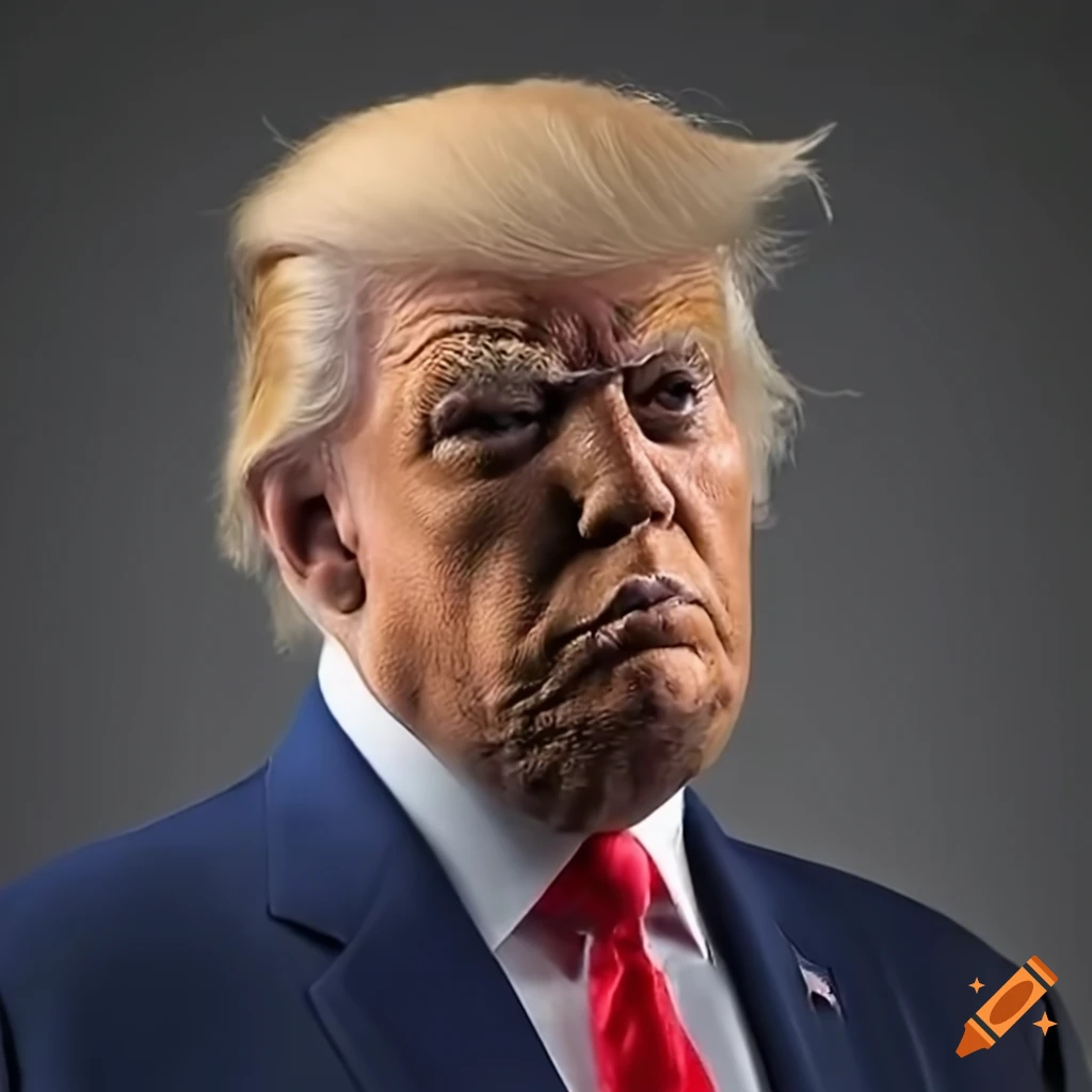 Satirical humorous depiction of a public figure with exaggerated facial ...