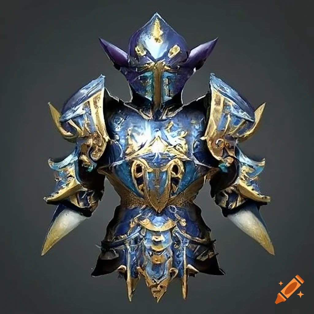 Front view of adorned magic armor on Craiyon