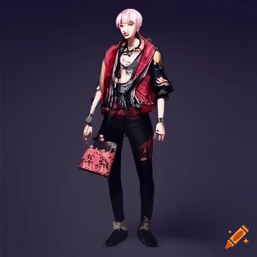 K-pop male bassist in punk rockabilly outfit concept art on Craiyon