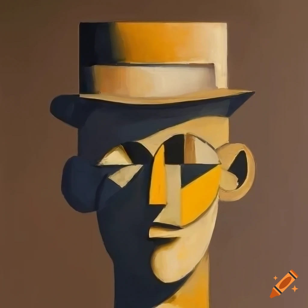 Cubism oil painting of a man in a Top Hat in the style of Georges ...