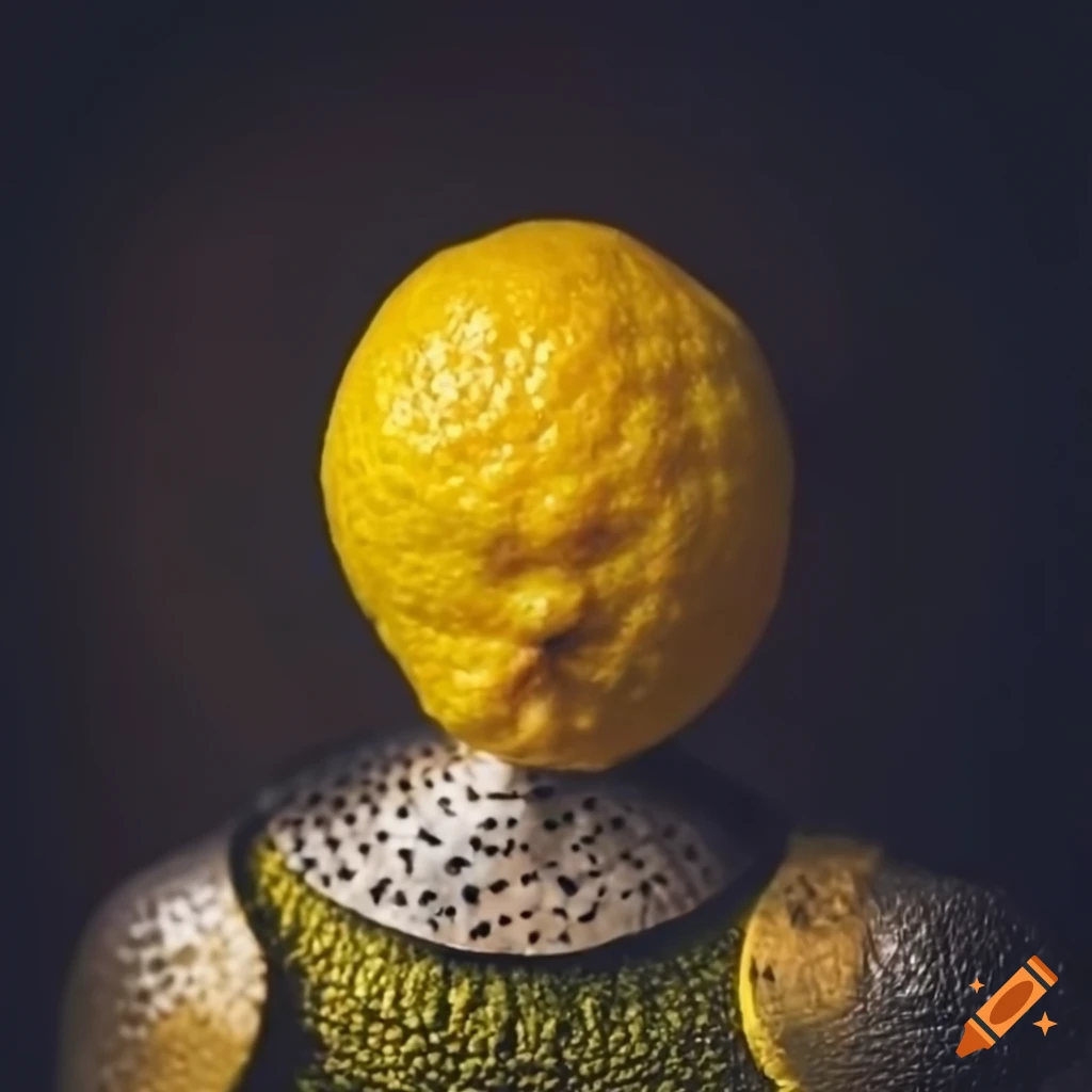 Knight with a lemon head in a whimsical concept on Craiyon