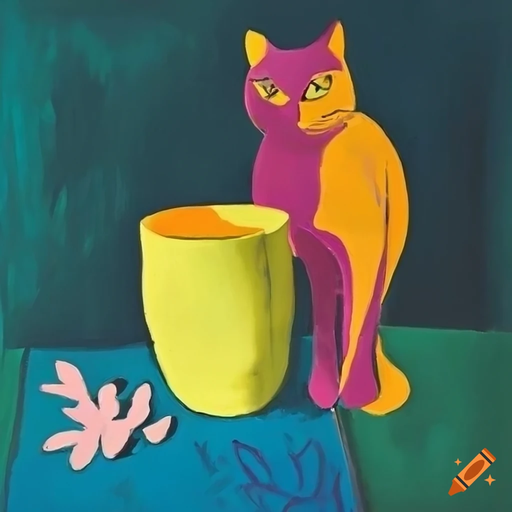 Colorful modern still life with cats inspired by Henri Matisse, Andy ...