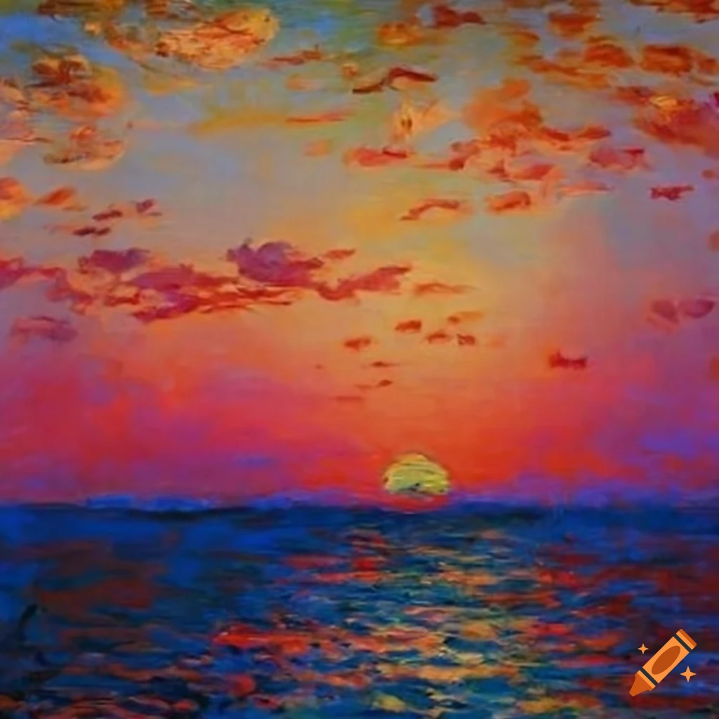 Sunset painting in the style of monet on Craiyon