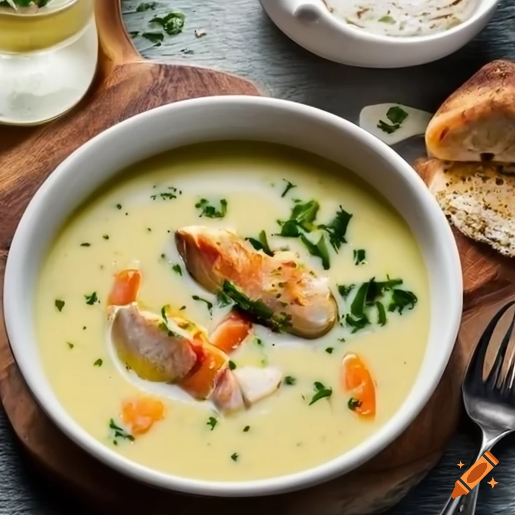 Creamy fish soup with trout on Craiyon