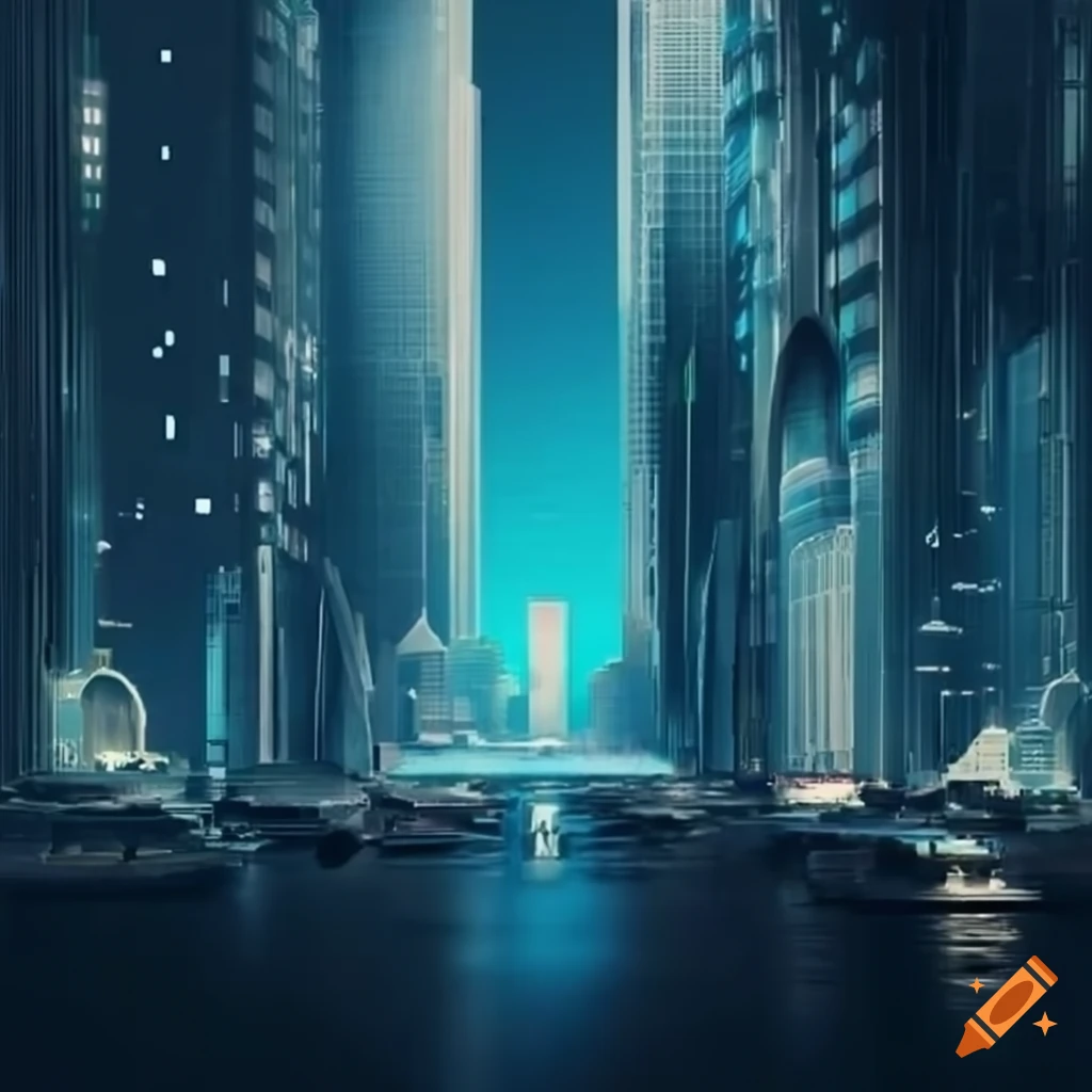 Futuristic city with geometric forms on Craiyon