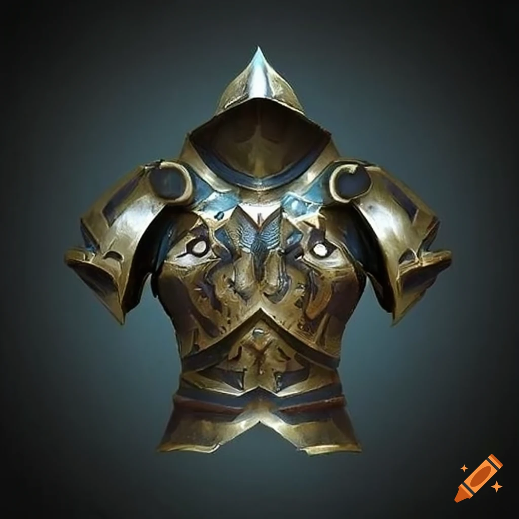 Front view of adorned magic armor on Craiyon