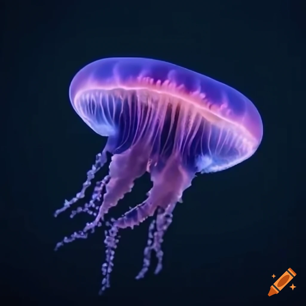 Fantasy jellyfish-snake hybrid with purple and green tints living in ...