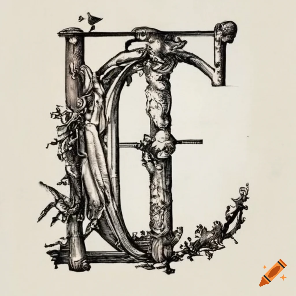 Letter r engraving anatomy by albrecht durer on Craiyon