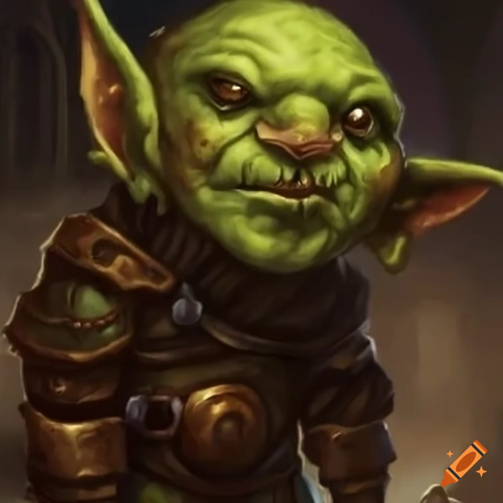 Goblin examining an ancient scroll in a fantasy setting with an ...