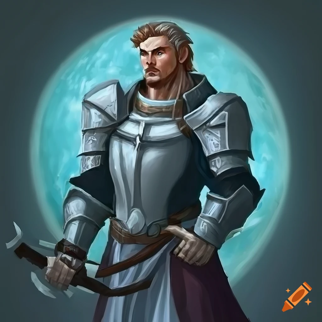 Dungeons and Dragons older male human paladin of the twilight moon god ...