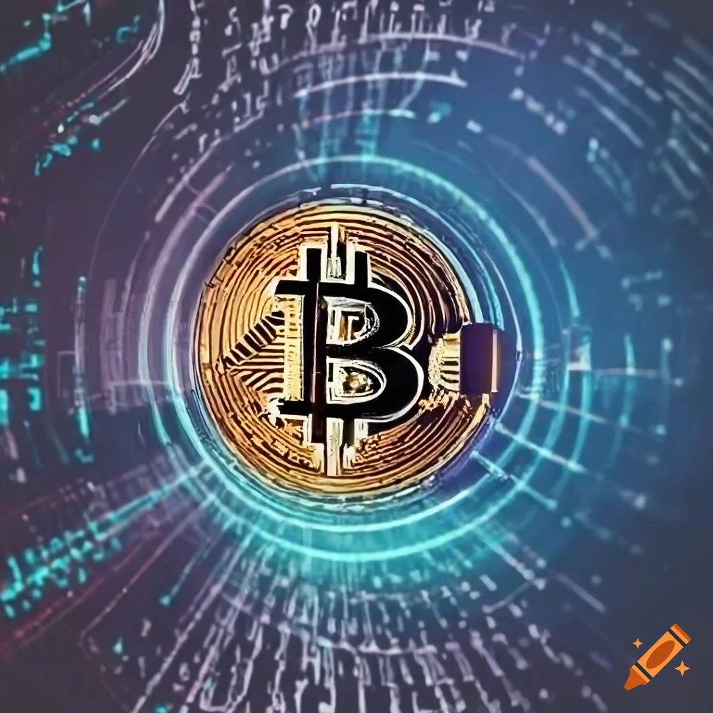 Bitcoin symbol on dramatic opcode background in 8k high definition on ...