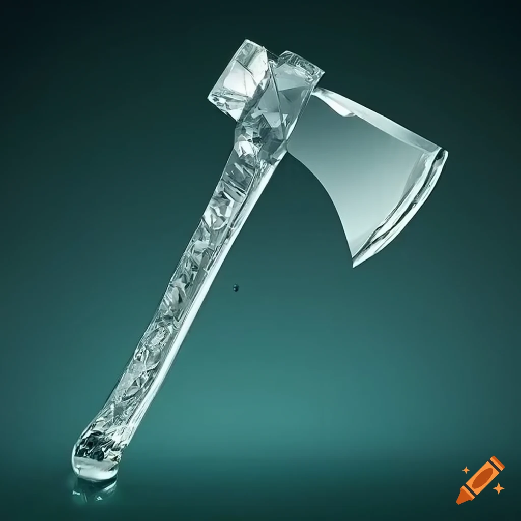 Crystal clear glass axe on Craiyon