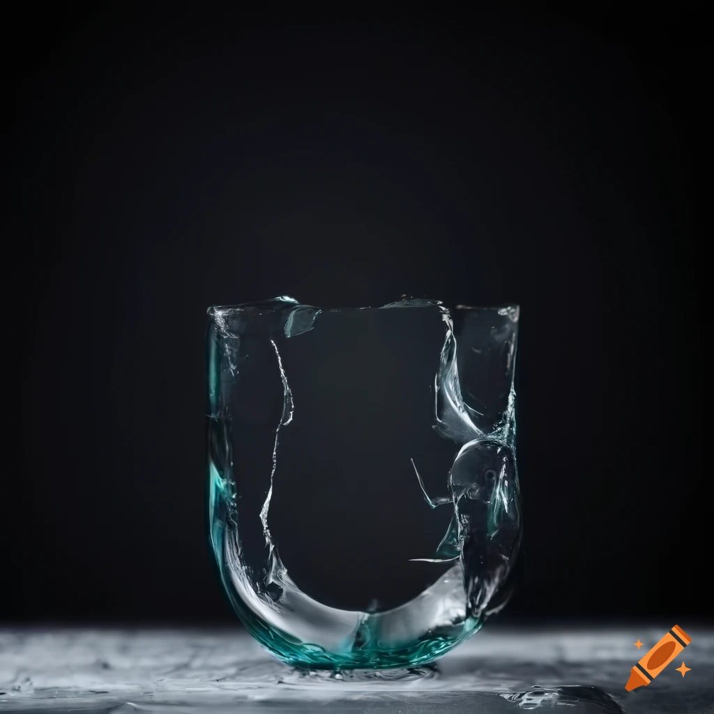 Broken empty glass cup on the floor on Craiyon