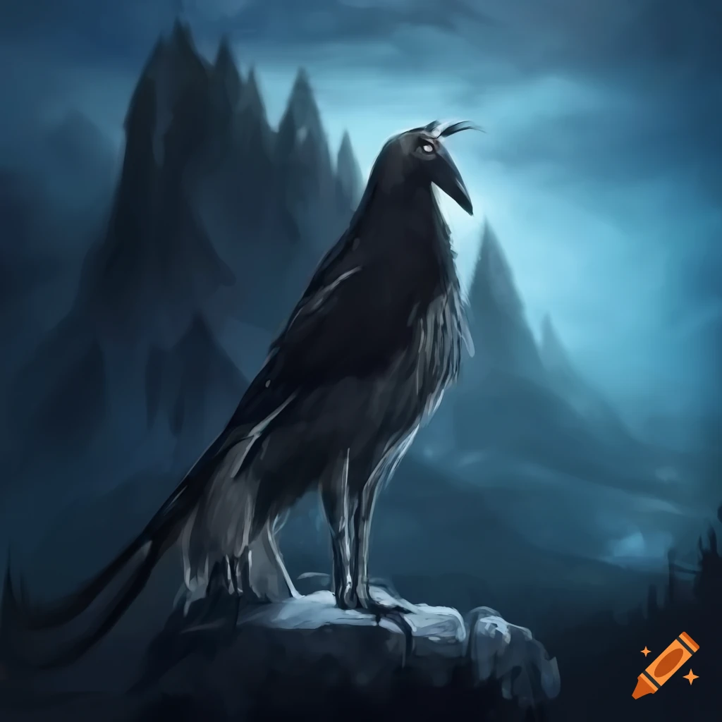 Four-legged bird on a mountain in a fantasy setting on Craiyon