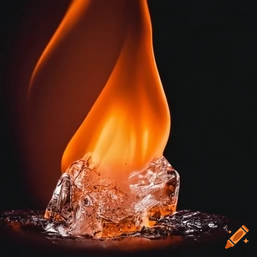Burning ice on a black background on Craiyon
