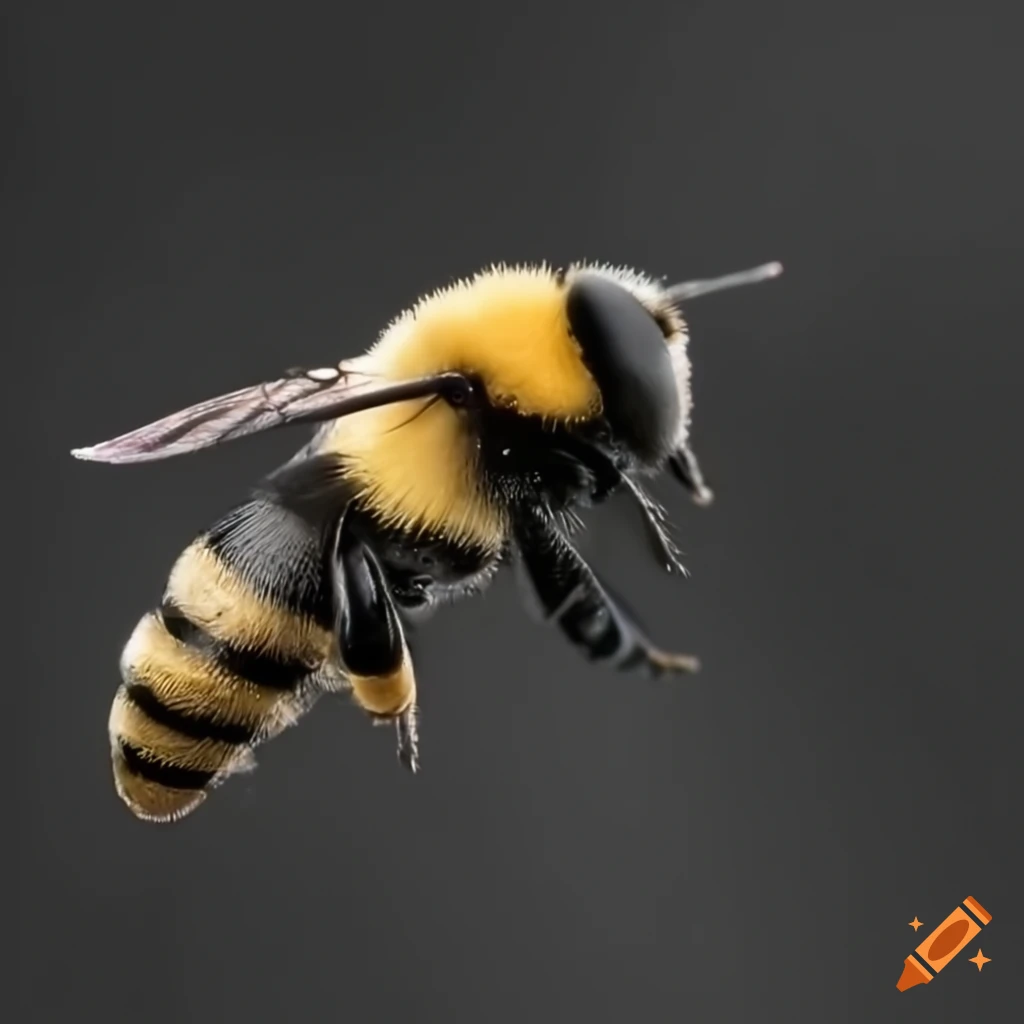 Close-up of a bumble bee in flight on Craiyon