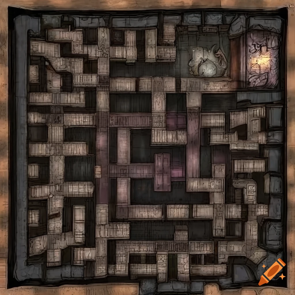 Top-down view TTRPG map of a gothic Victorian city for D&D on Craiyon