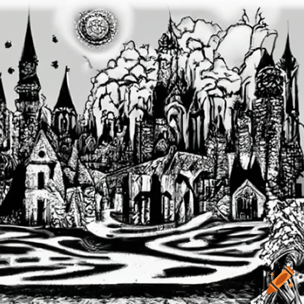 Gothic landscape drawing 558456 on Craiyon