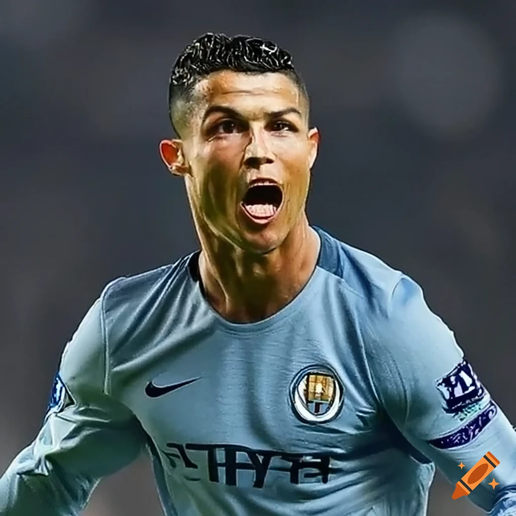 Ronaldo playing for manchester city on Craiyon